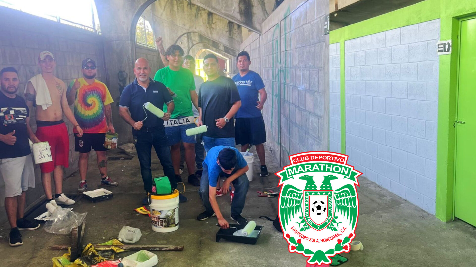 Furia Verde apoya al Marathón en trabajos en el estadio